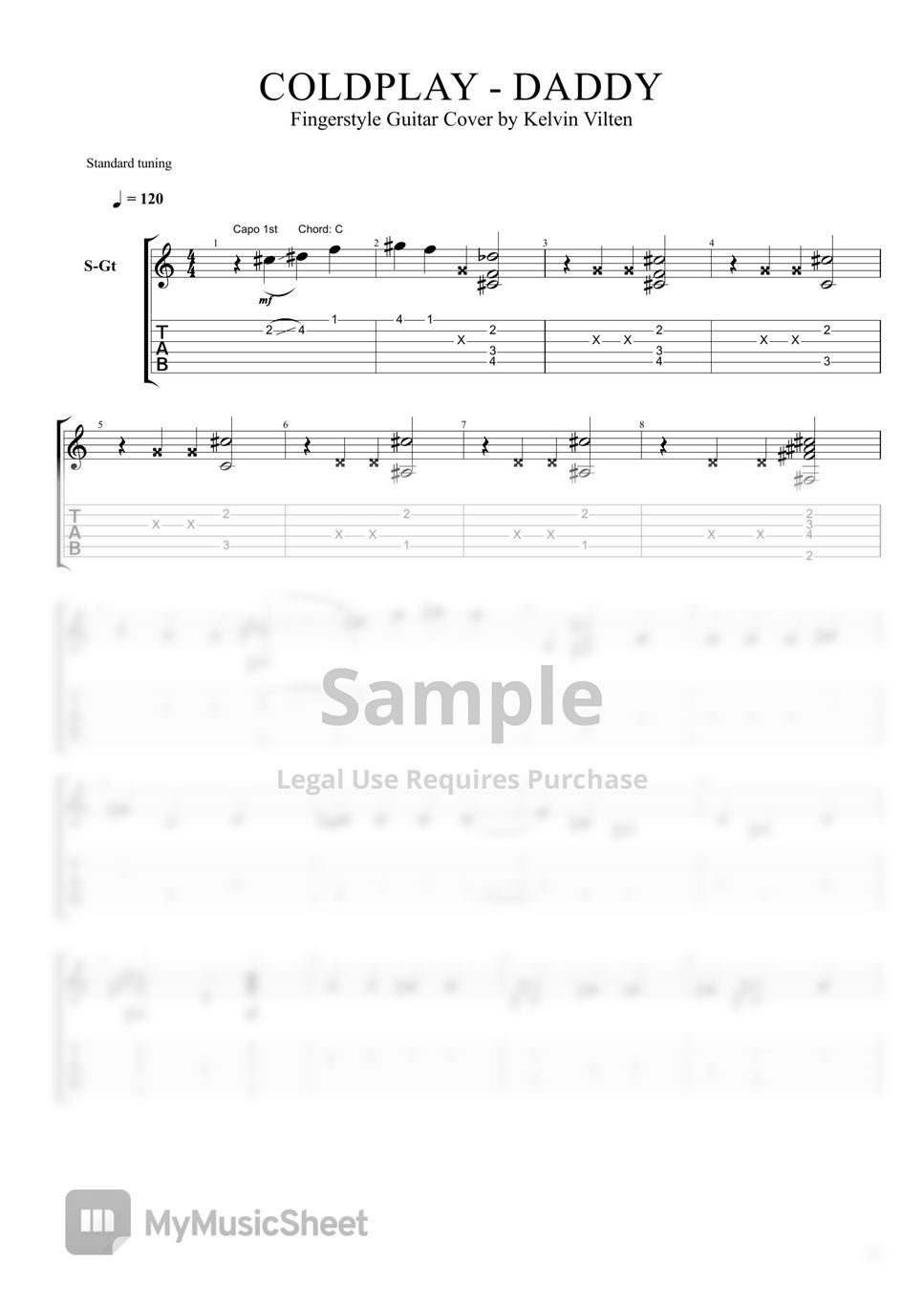 COLDPLAY - DADDY 악보 by Kelvin Vilten