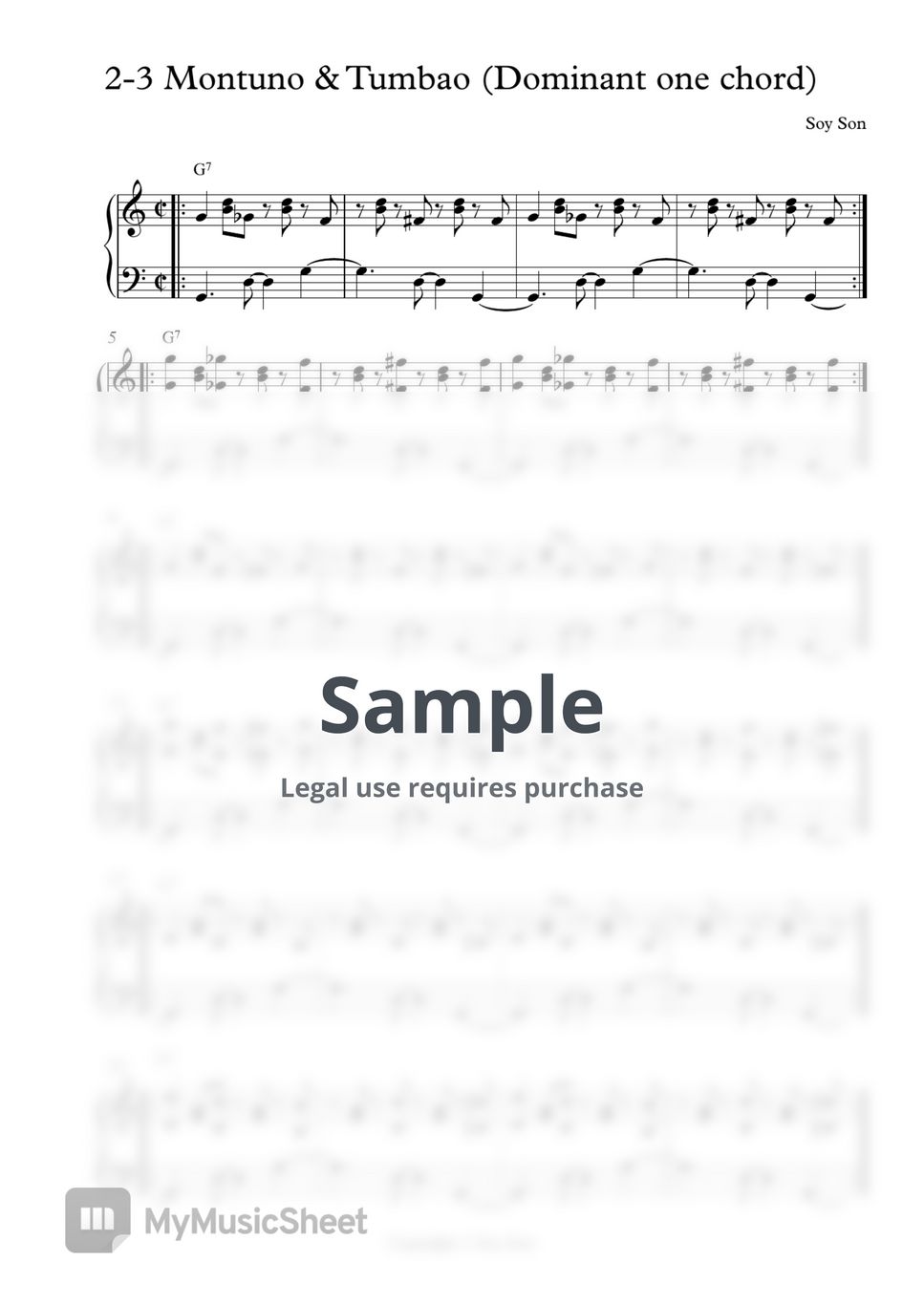 Soy Son - 6 Montuno & Tumbao patterns (dominant one chord) Sheets by ...