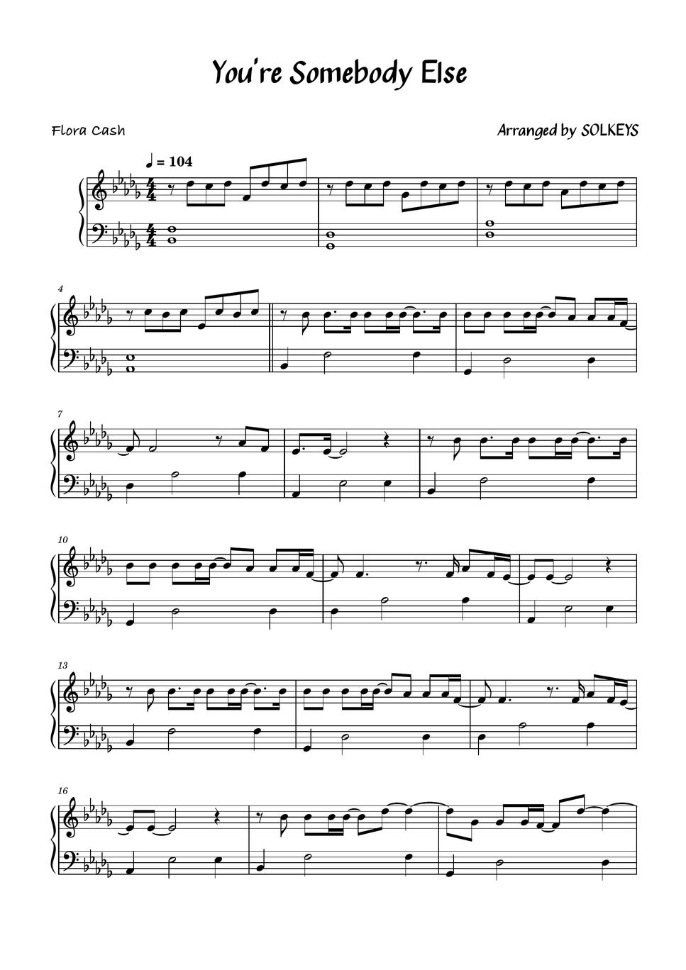 Flora Cash - You're Somebody Else Sheets by SolKeys