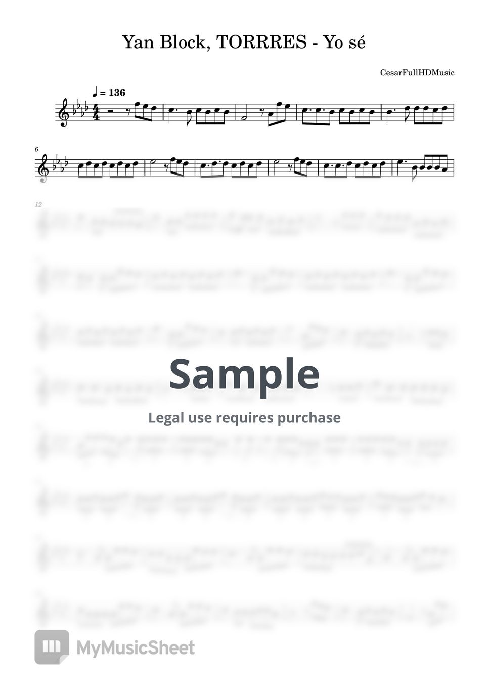 Yan Block, TORRRES - Yo sé Sheets