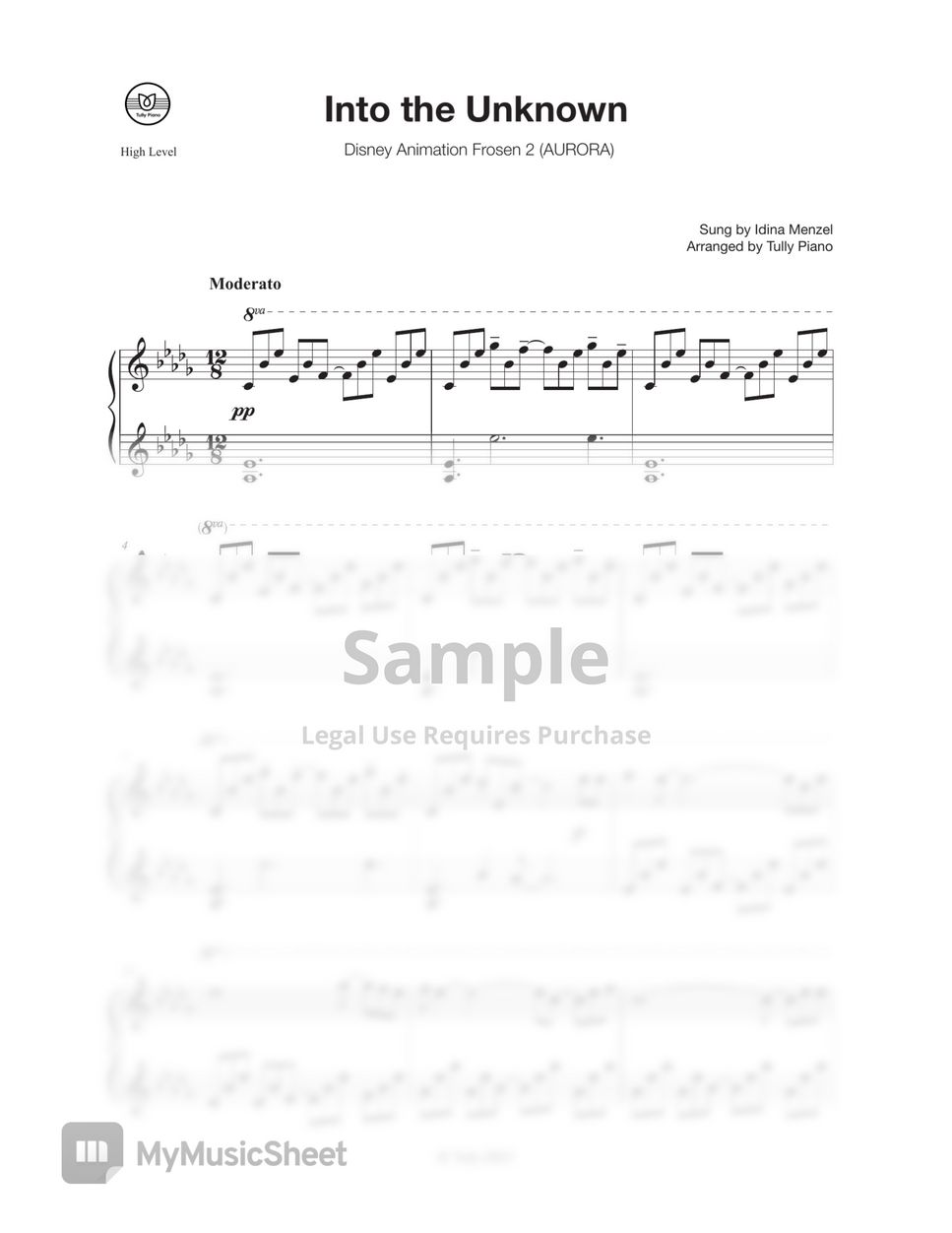 Frozen 2 - Into the Unknown (AURORA, Idina Menzel) Sheets by Tully Piano
