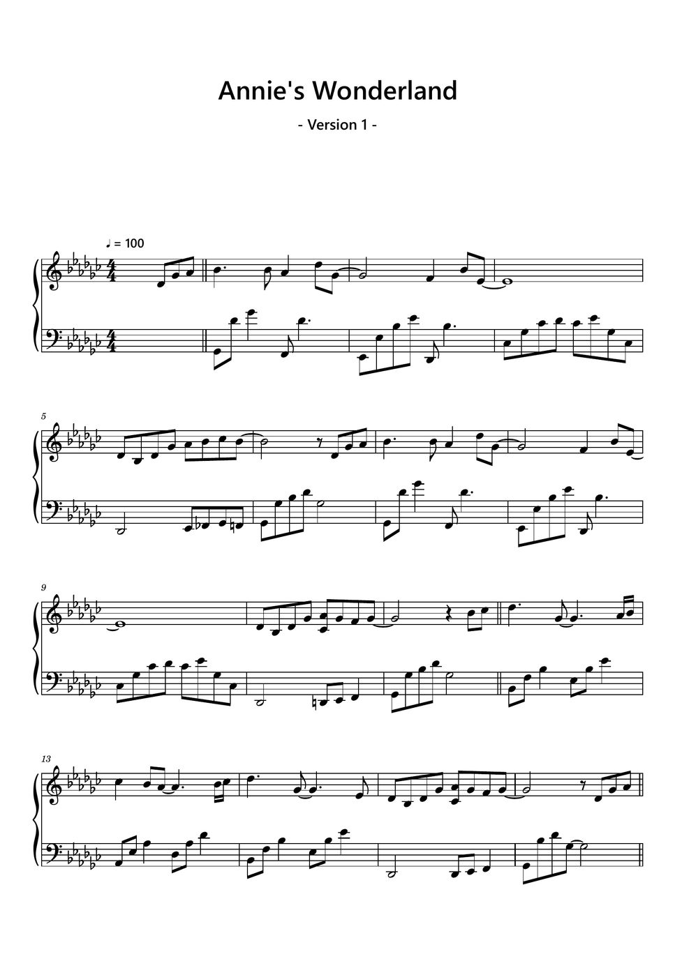 Bandari - Annie's Wonderland (Version 1 and Version 2) (Sheet Music ...