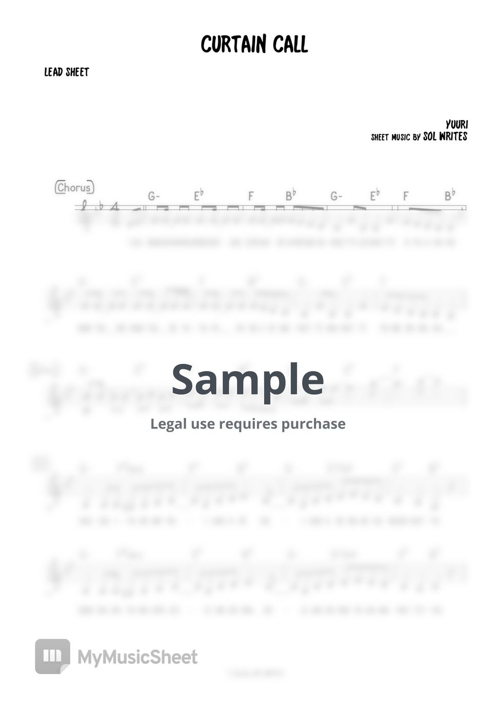 Yuuri - Curtain Call (ENG Lead Sheet - Chords & Lyrics Rom.) Partition ...