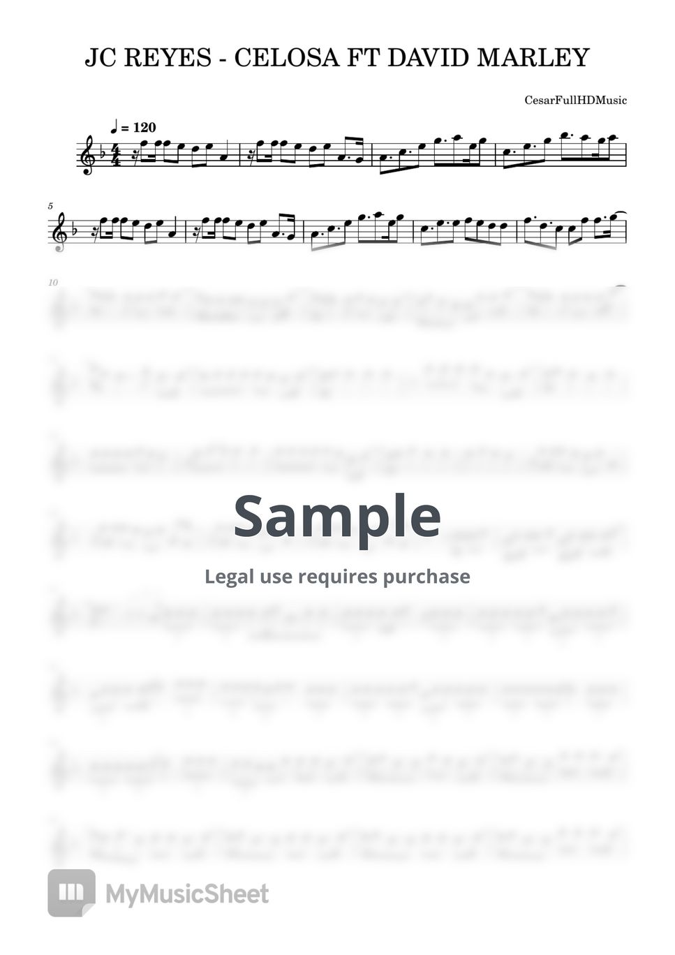 JC REYES FT DAVID MARLEY - CELOSA Sheet Music