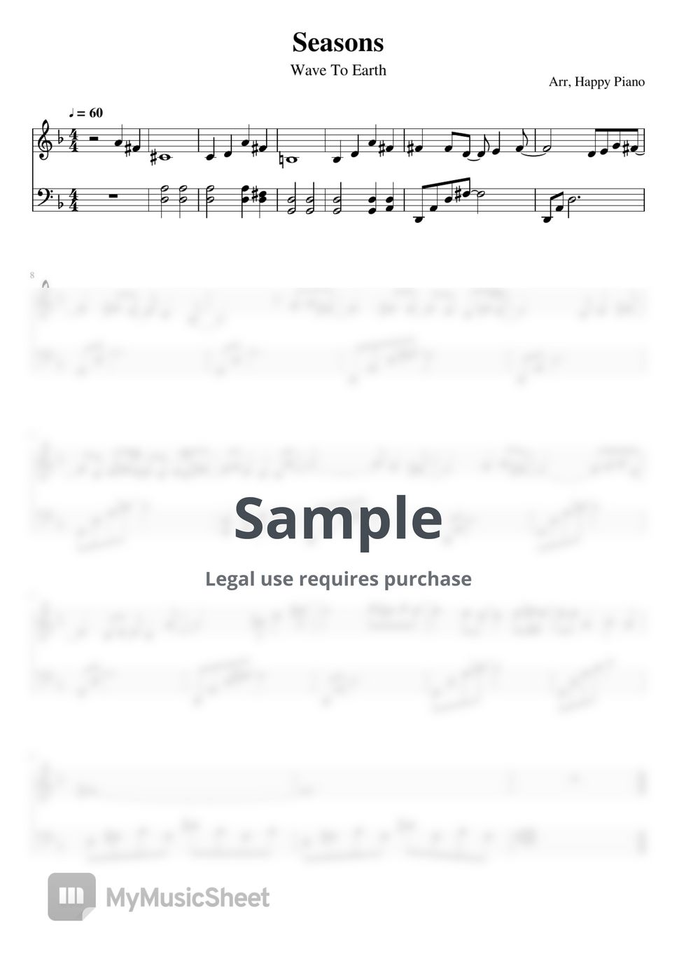 Wave To Earth - Seasons Sheet Music by Happy Piano