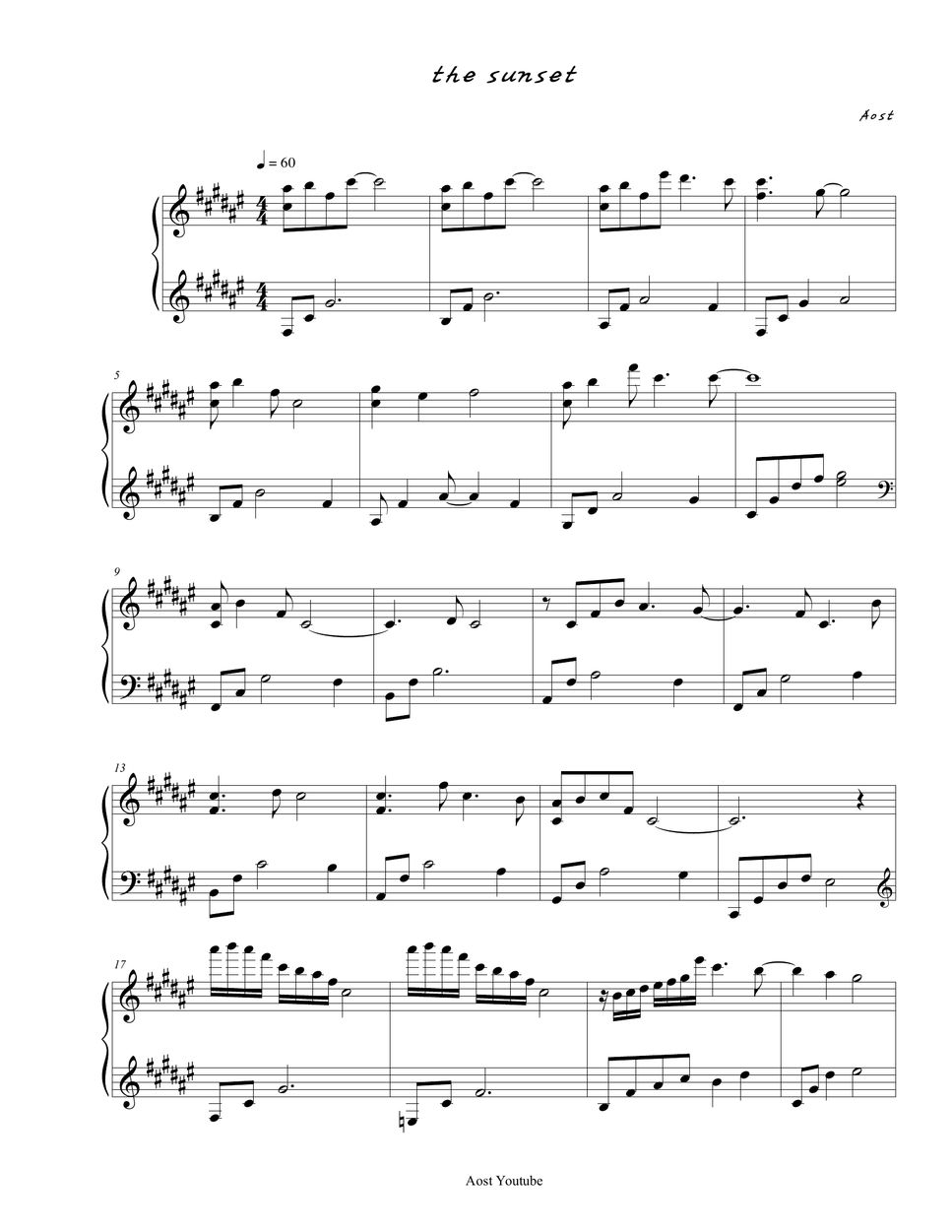 Aost - The sunset (Healing BGM) शीट