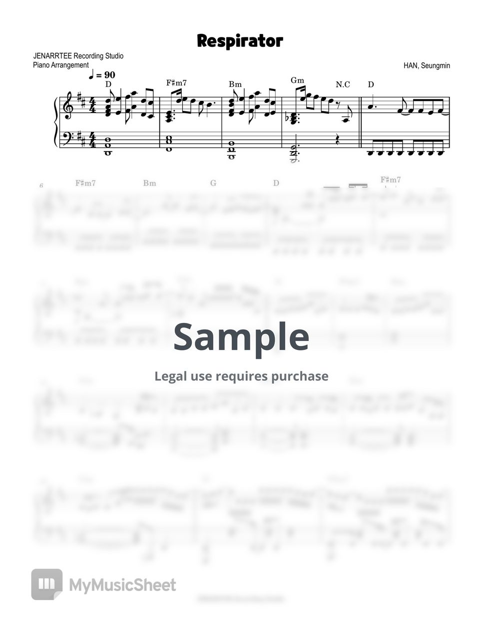 HAN, Seungmin (Stray Kids) - Respirator Sheet Music by JENARRTEE ...