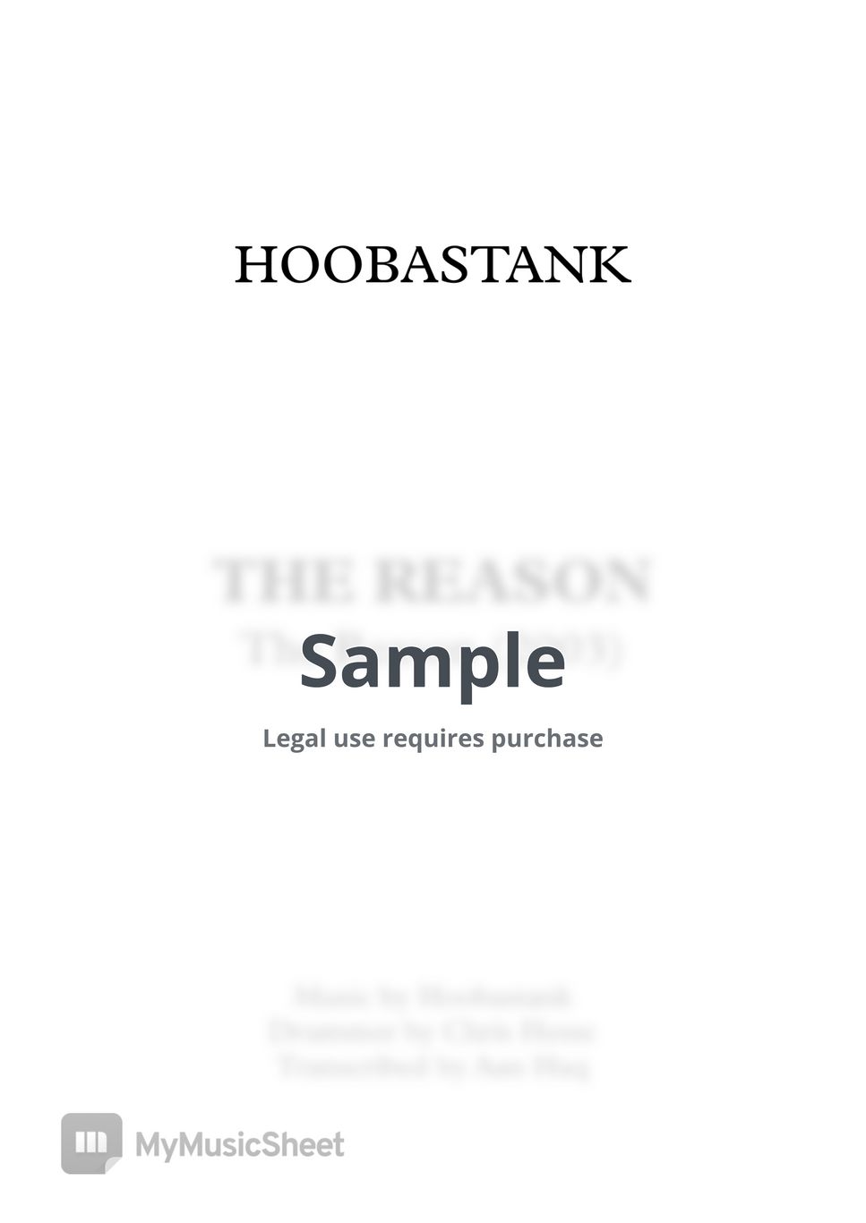 Hoobastank - The Reason 樂譜 by Hoobastank