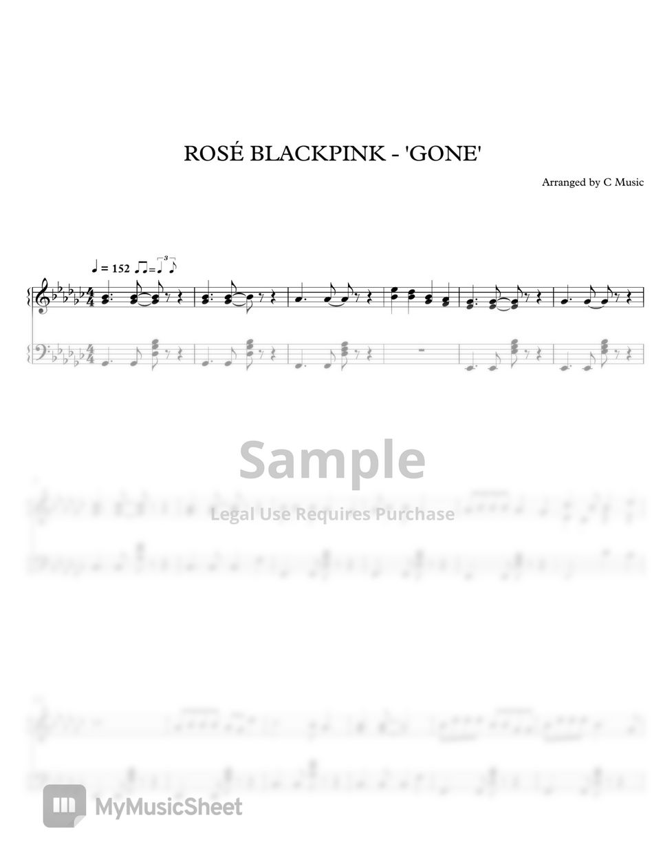 ROSÉ BLACKPINK - GONE Sheet Music by C Music