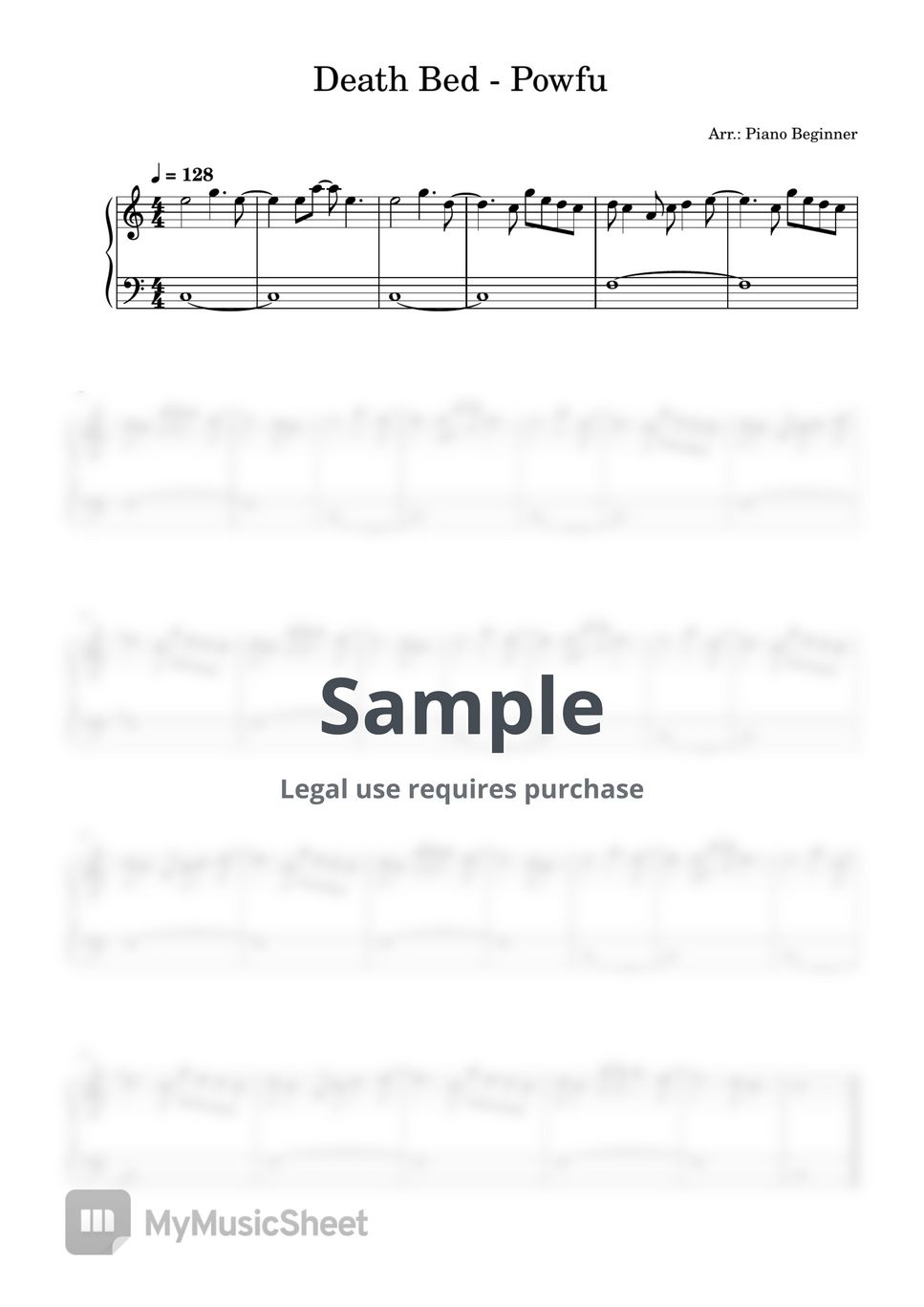 Powfu - Death Bed 악보 by Piano Beginner