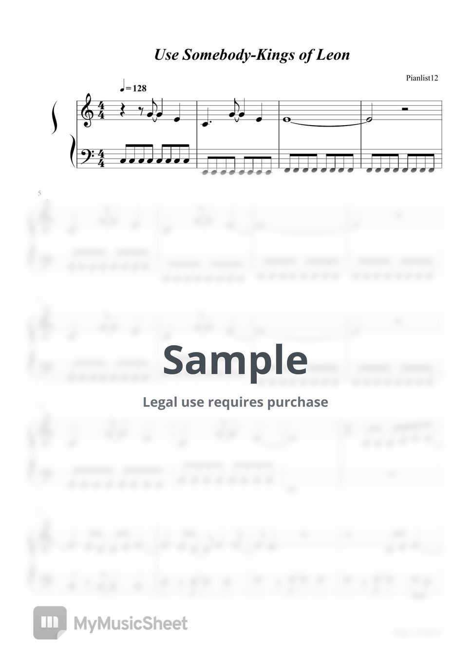 Kings of Leon - Use Somebody (Kings of Leon) Sheets by Yilun