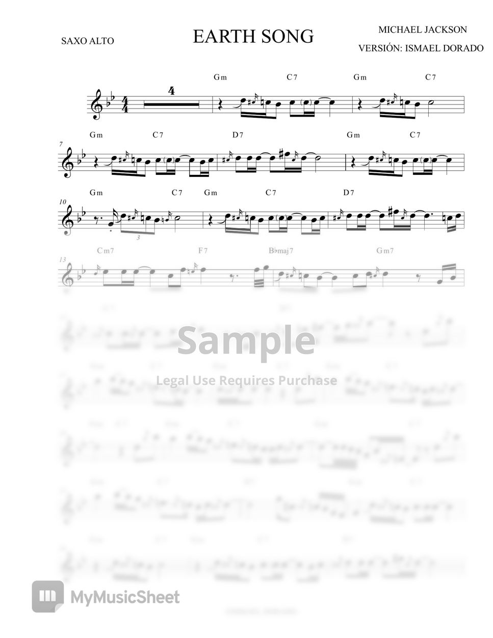 Earth Song - Michael Jackson (Alto Sax) Sheets by Ismael Dorado