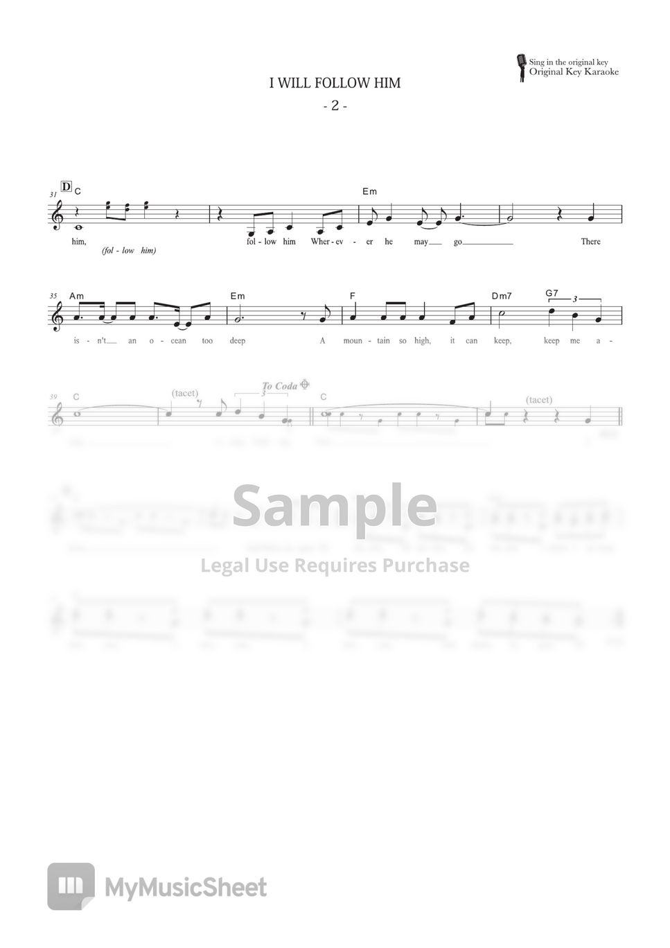 Harold Melvin - I Will Follow Him ((Original Key）) Sheets by Far East ...