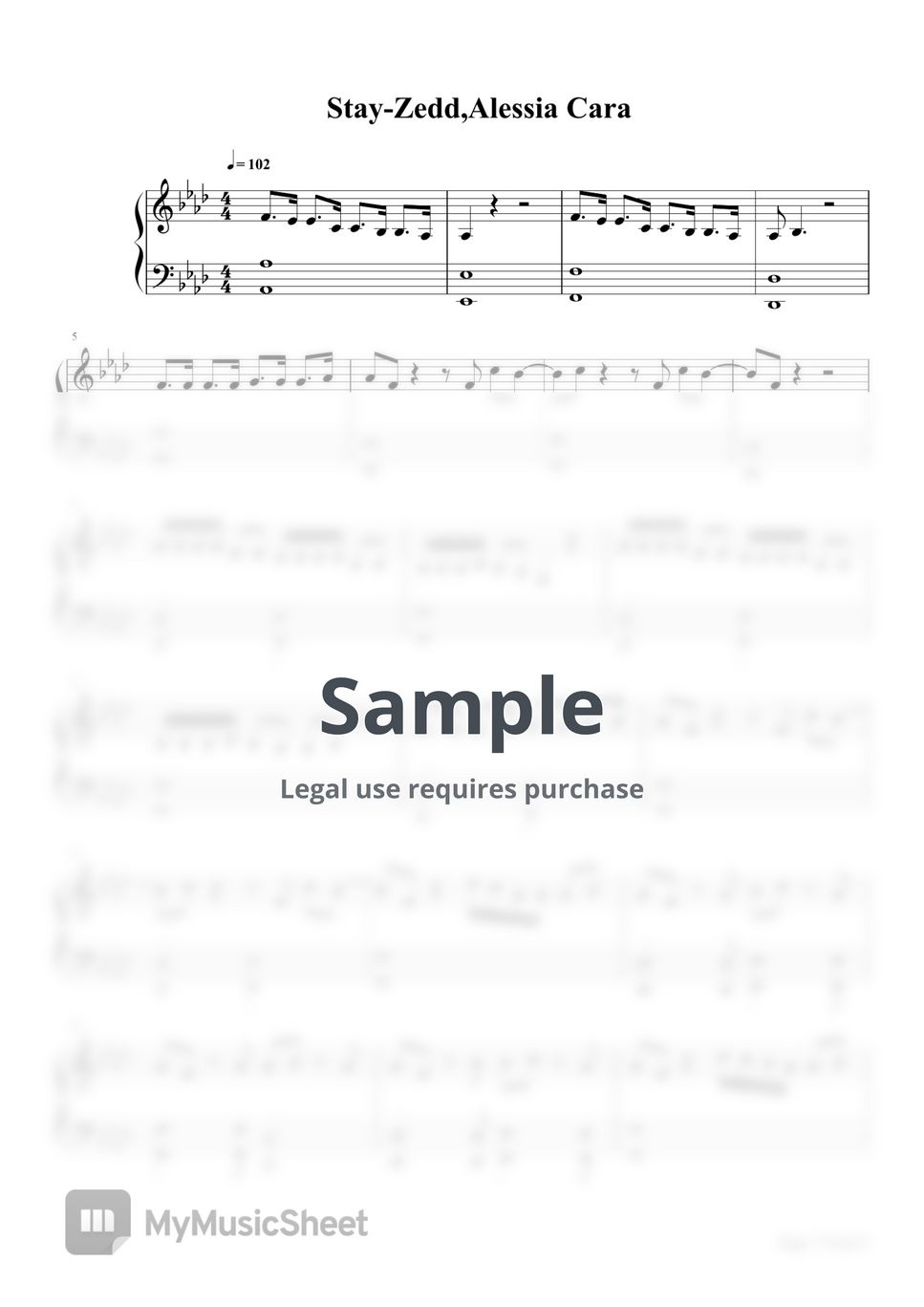 Zedd - Stay (Zedd,Alessia Cara) Sheet Music by Yilun