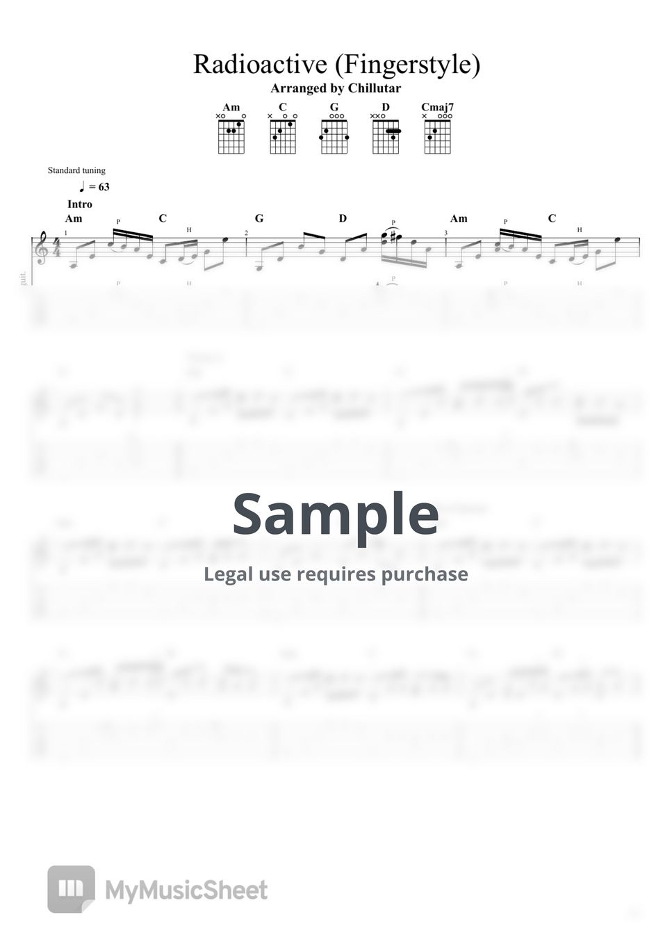 Imagine Dragons - Imagine Dragons - Radioactive (Fingerstyle) Sheet ...