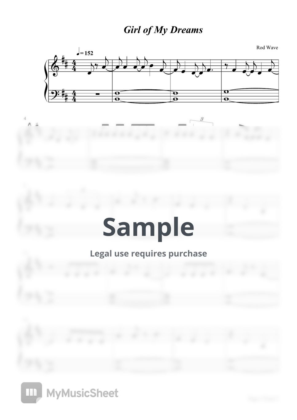 Rod Wave - Girl of My Dreams (Rod Wave) Sheet Music by Yilun