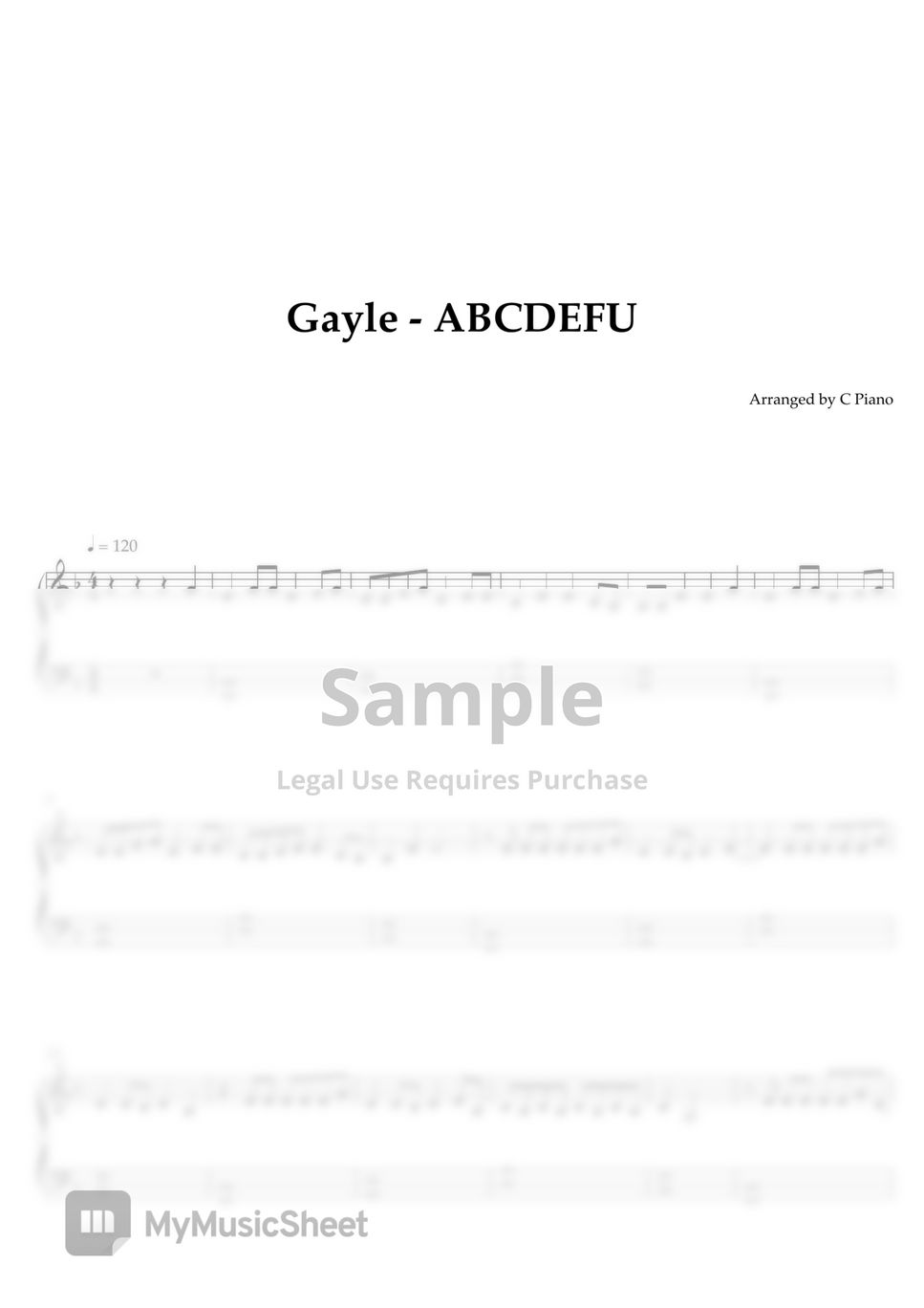 Gayle - ABCDEFU (Easy Version) Sheets by C Piano
