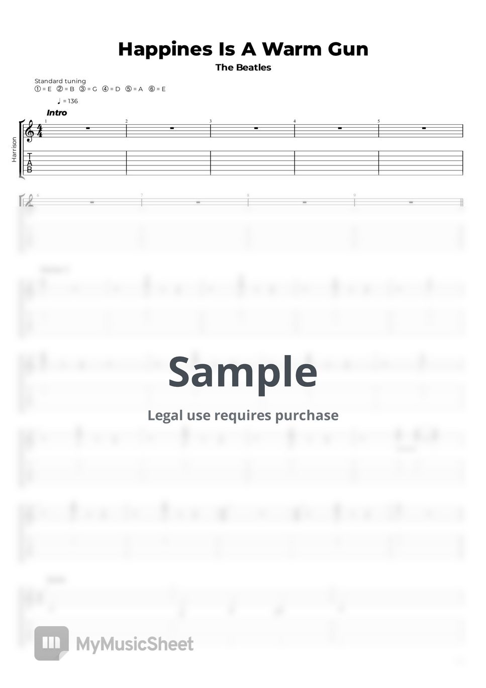 The Beatles - Happiness Is A Warm Gun Sheet Music by Nikola Gugoski