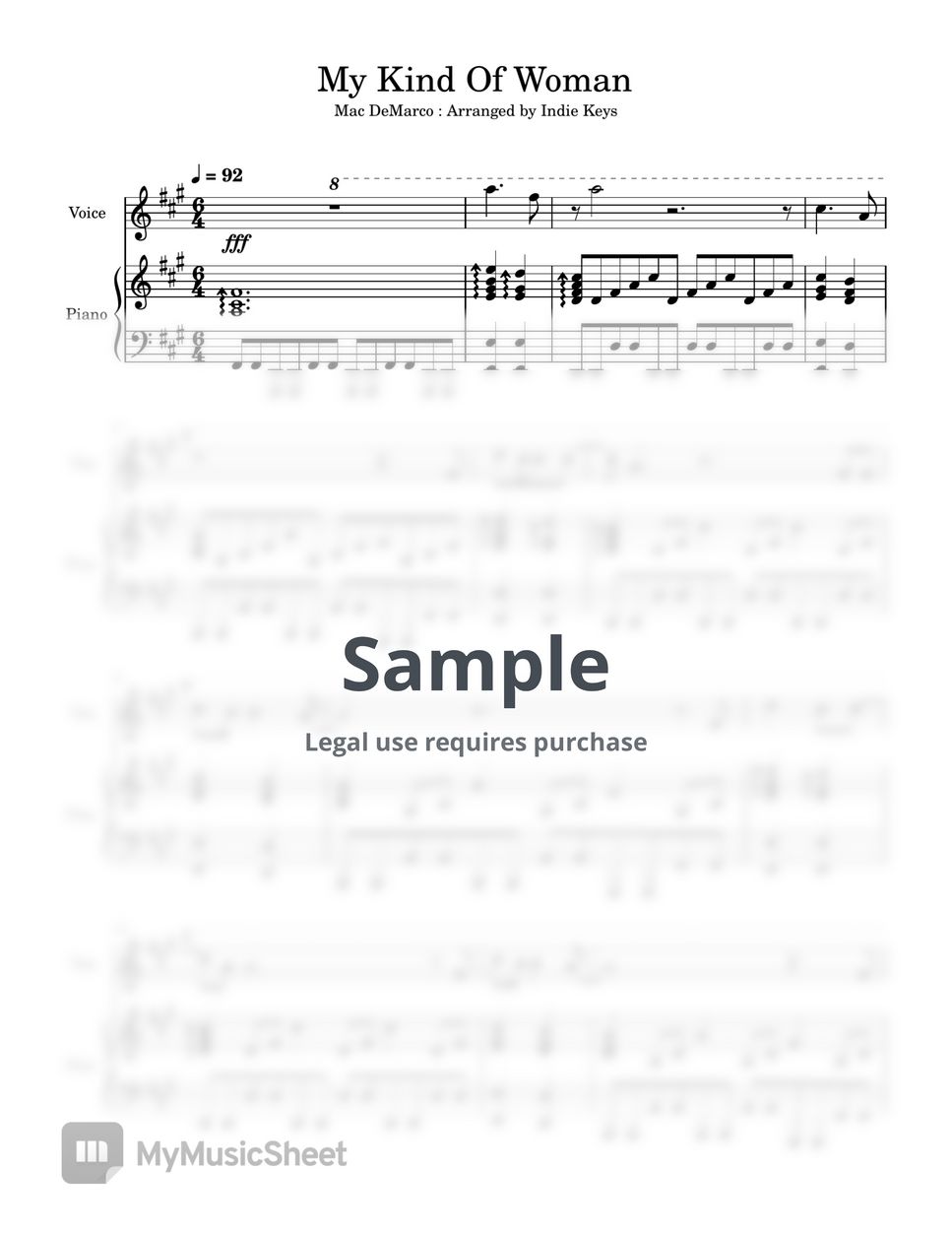 Mac DeMarco - My Kind Of Woman Sheet Music by Indie Keys