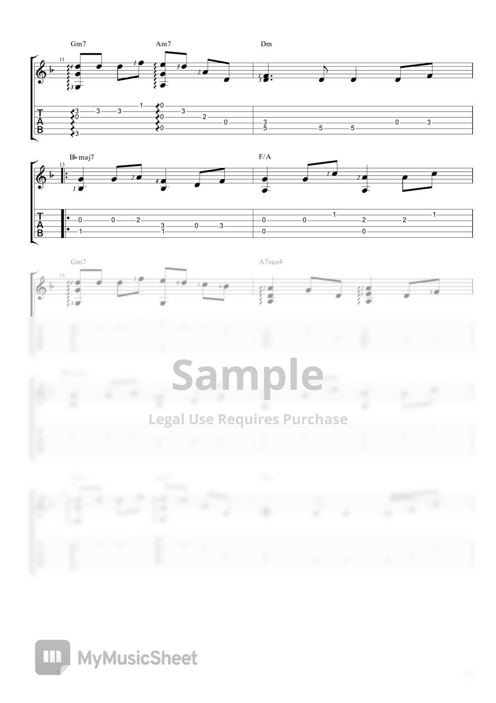 쉬운기타타브악보 바람이 지나가는 길 이웃집 토토로 Ost Sheets By Daniel K