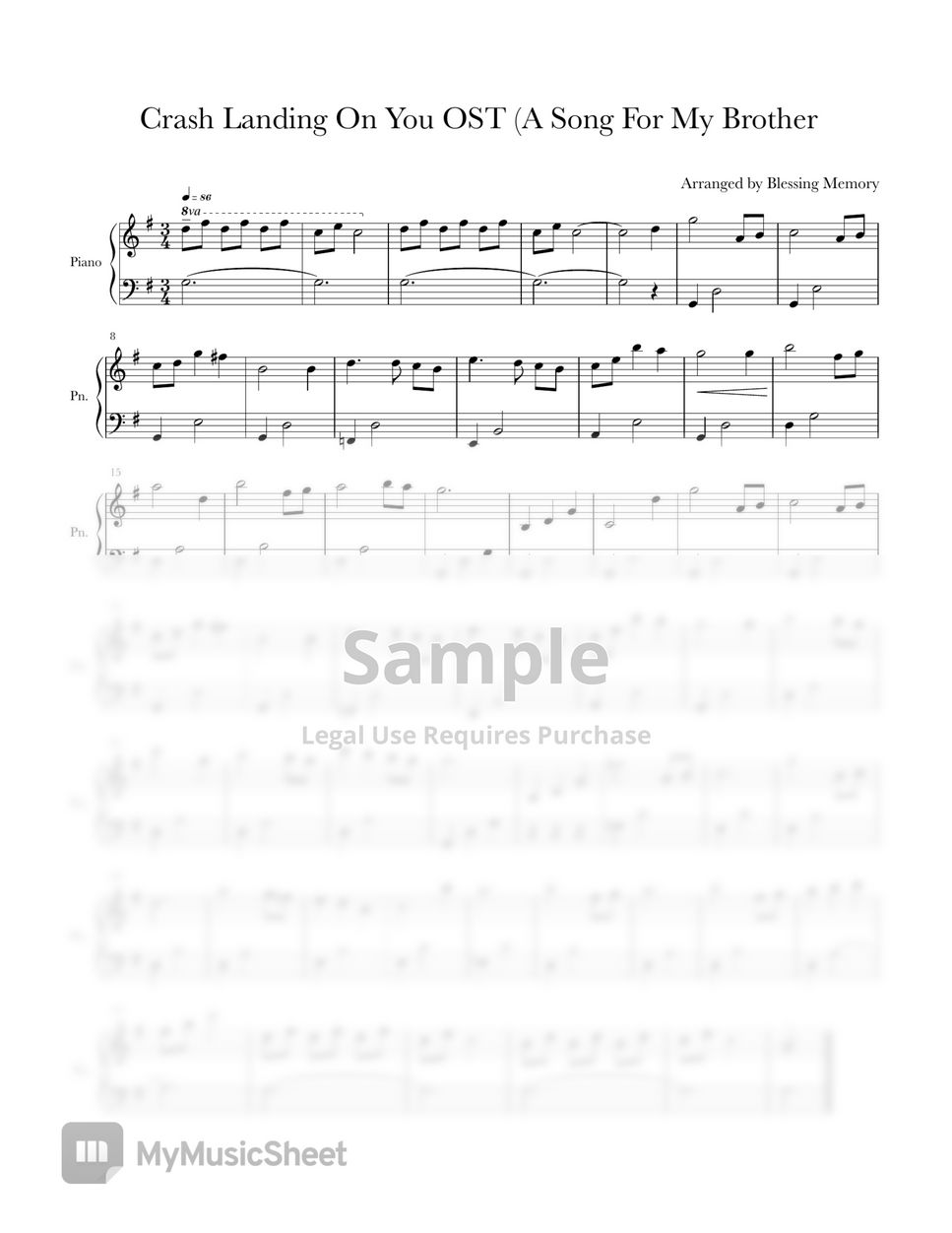 남혜승 - Crash Landing On You (A Song For My Brother) - Easy Version Sheet ...