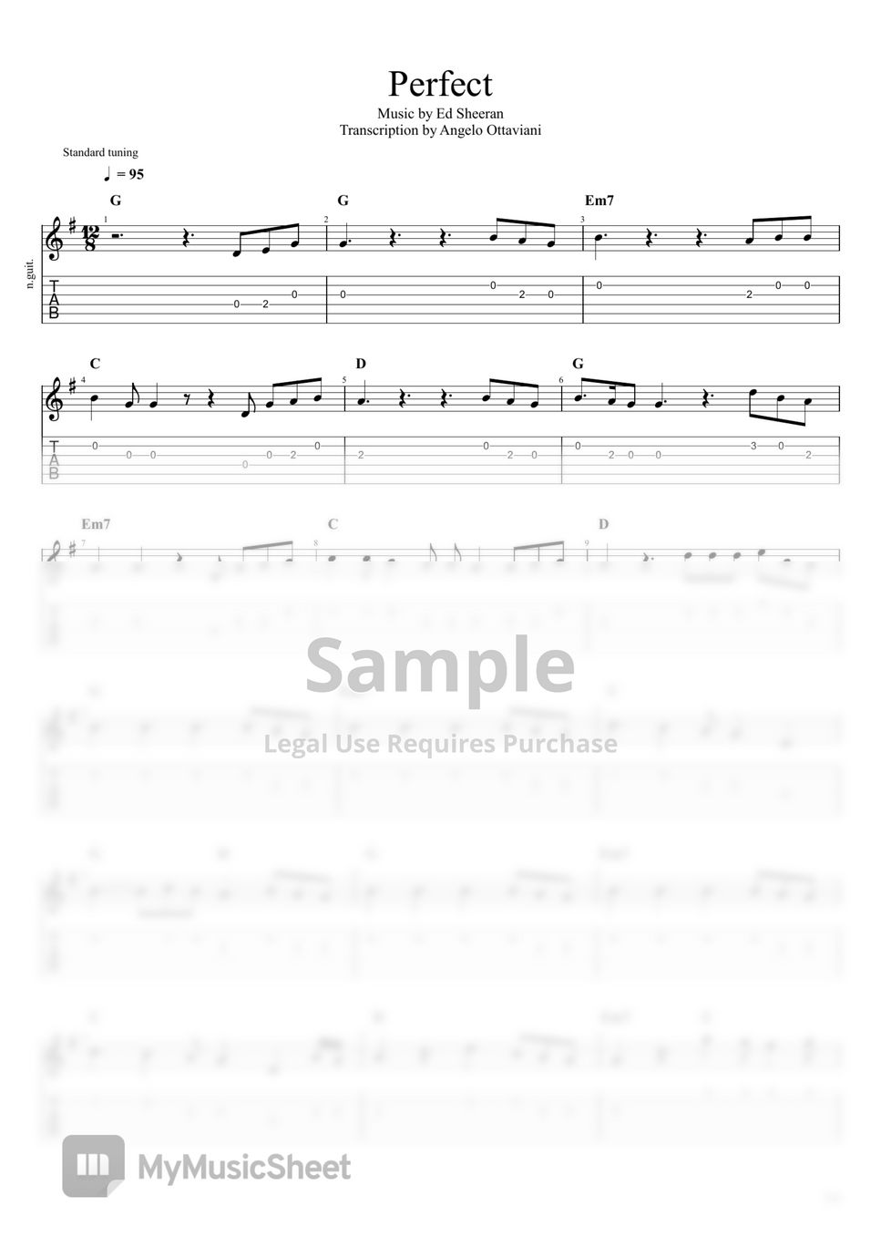 Ed Sheeran - Perfect - Beginners Sheet Music by Guitar