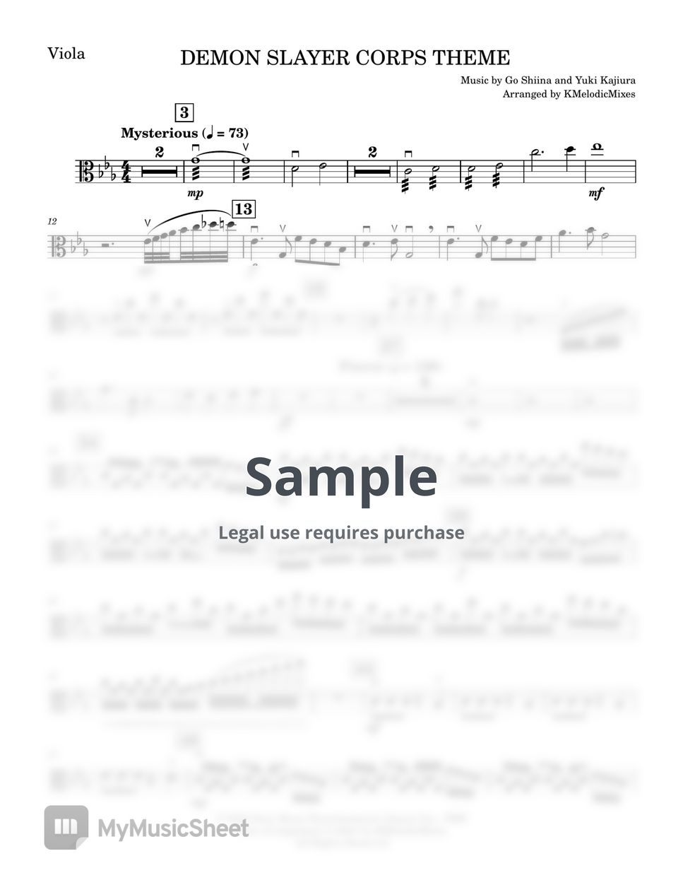 Go Shiina and Yuki Kajiura - Demon Slayer Corps Theme - Viola Sheets by ...