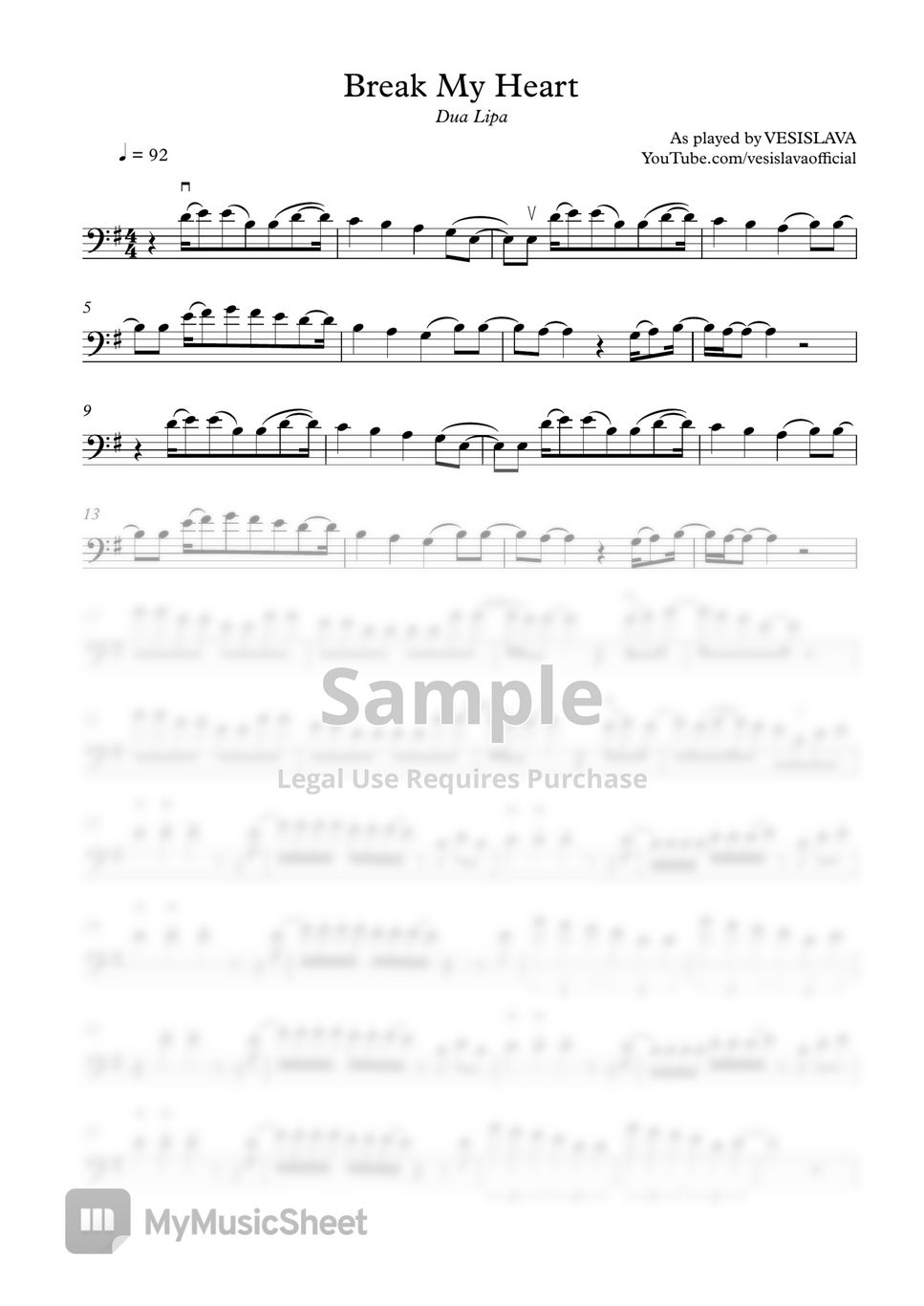 Dua Lipa - Break My Heart 악보 by Vesislava