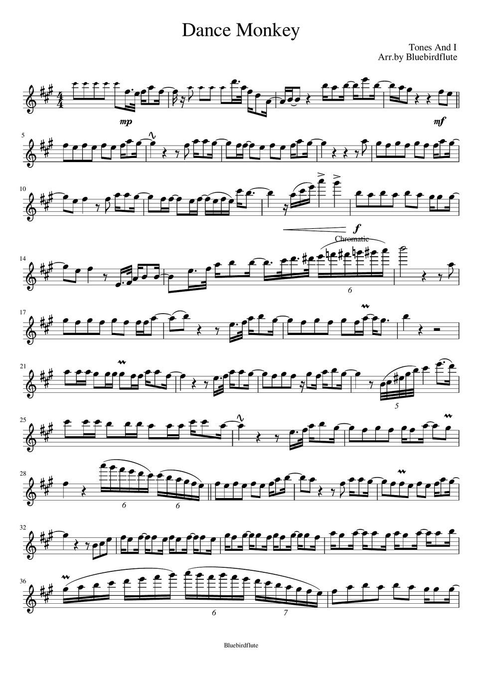 TONES AND I - DANCE MONKEY (Epic Flute Solo) Sheets by Bluebirdflute