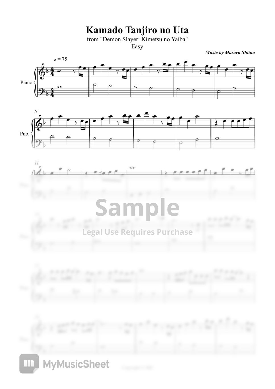 “Kamado Tanjiro no Uta” | EASY Piano Sheet Music by EASY Piano