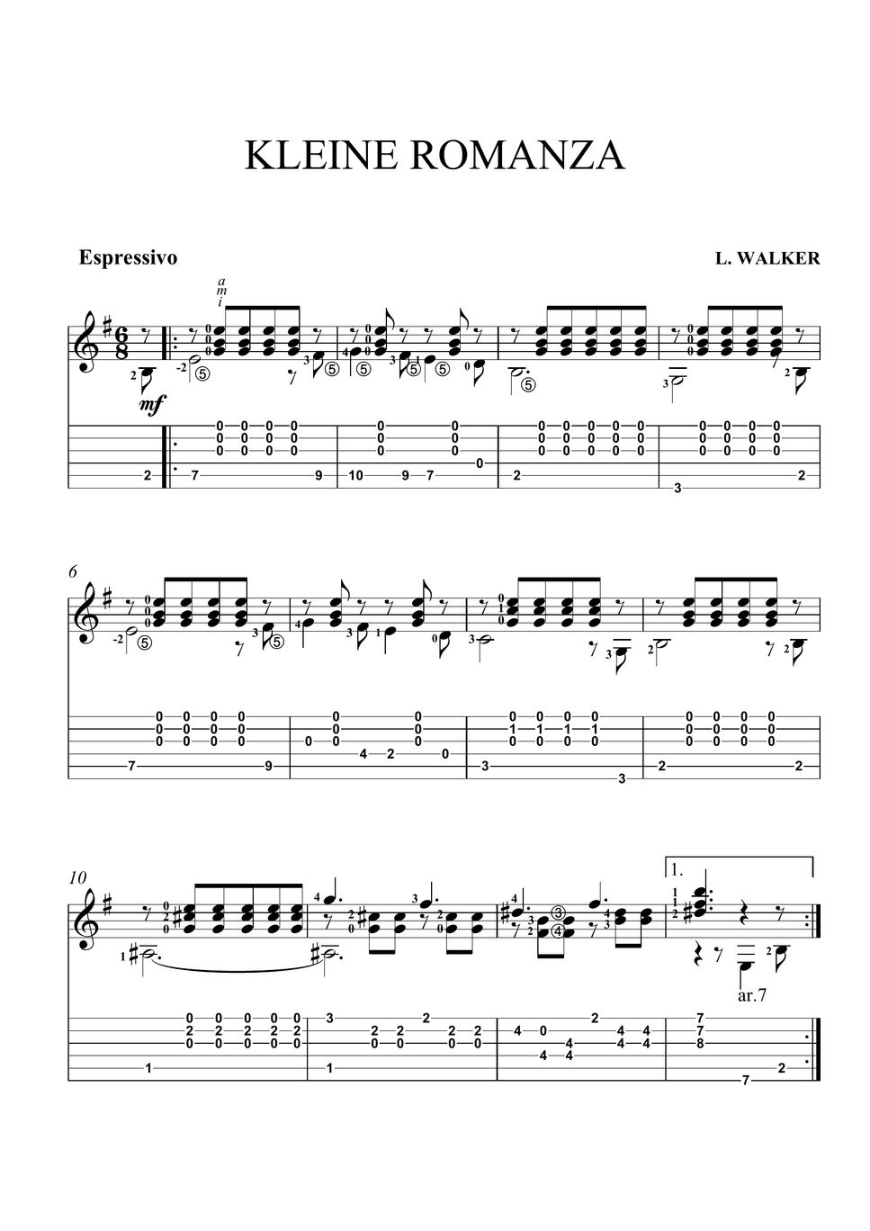 Luise Walker - Kleine Romanze Bản nhạc by Maintab Guitar