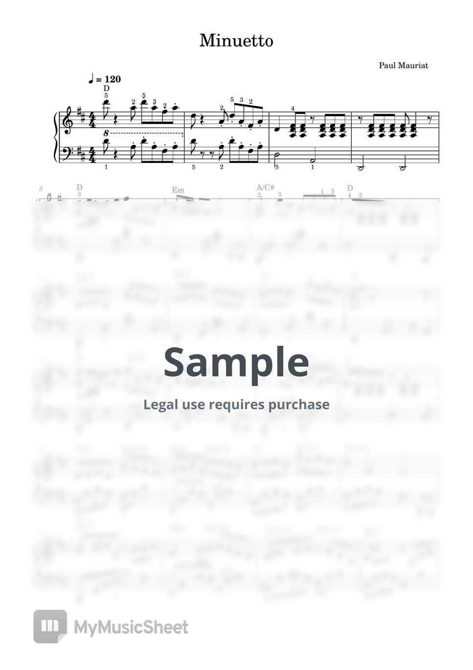 Paul Mauriat - Minuetto Sheet Music by SangHeart Play