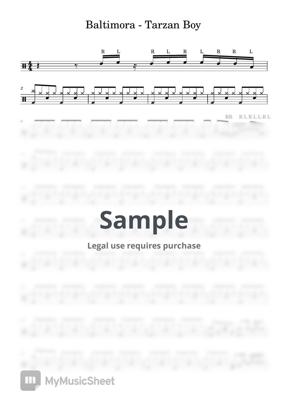 Baltimora - Baltimora - Tarzan Boy (드럼악보) Sheets by 신희선