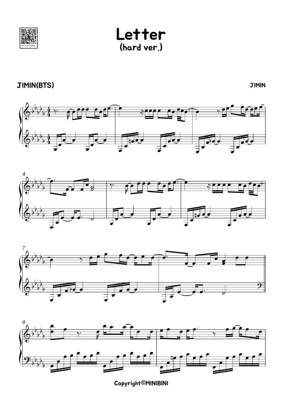 JIMIN - Letter (Hard Version) Sheets by MINIBINI