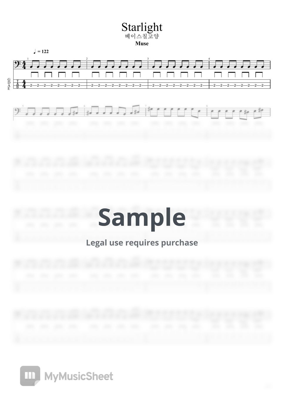 Muse - Starlight TAB+1 Staff by 베이스칠고양