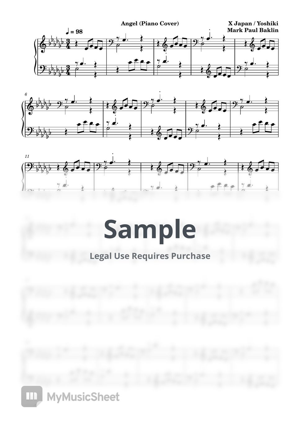 X Japan / Yoshiki - Angel (Piano Cover) Sheets by Mark Paul Baklin