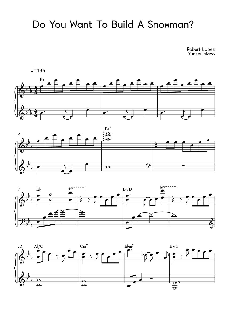 Do You Want To Build A Snowman? - Frozen OST Sheets by Yunseulpiano