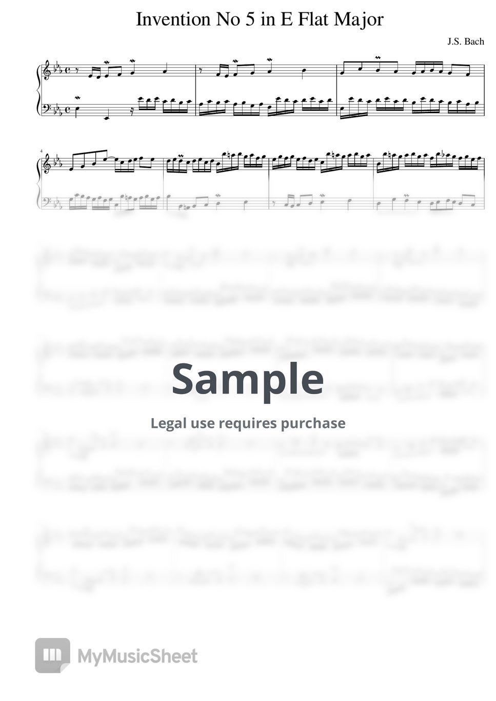 J.S.Bach - Invention No.5 BWV 776 악보 by J.S.Bach