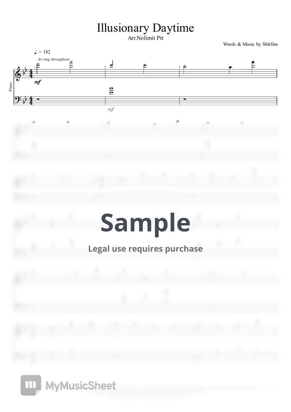 Shirfine - Illusionary Daytime (Piano) Sheet Music by Nolimit Ptt