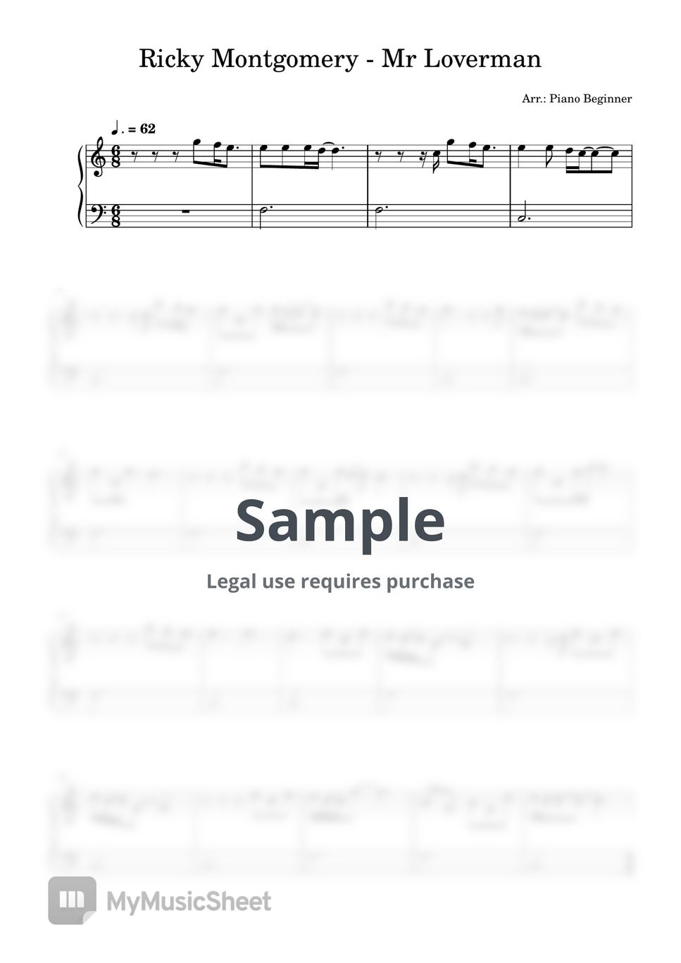 Ricky Montgomery - Mr Loverman نوتة by Piano Beginner