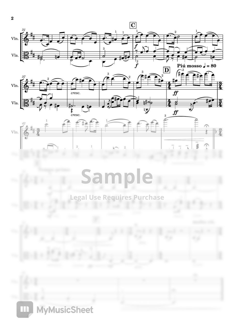 Ryō Kawasaki - Farewell (告別) (Violin and Viola Duo) Sheet Music by ...