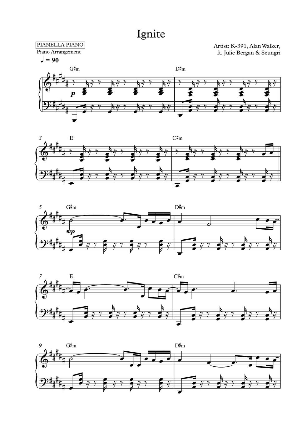 Alan Walker - Ignite (Piano Sheet) 악보 by Pianella Piano