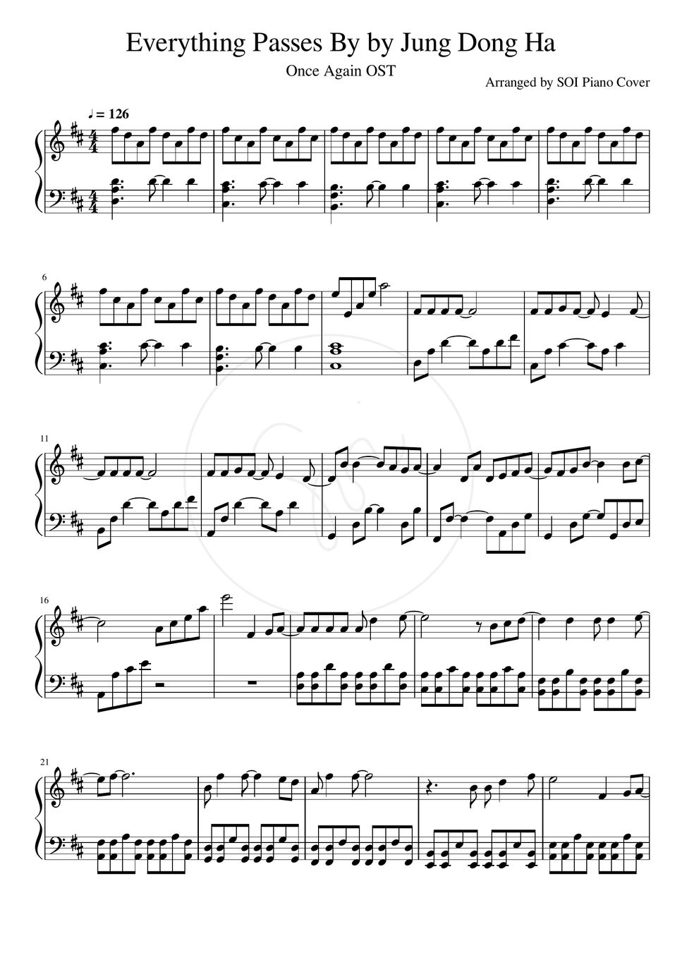 [Once Again OST] Jung Dong Ha - Everything Passes By (Solo Piano ...