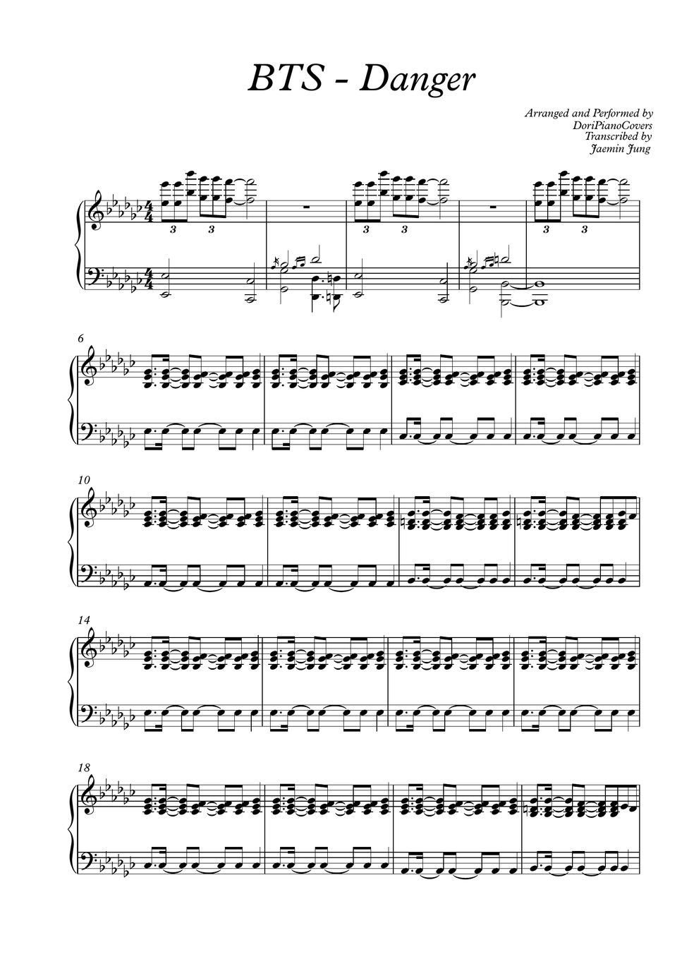 BTS - 댄저 Danger Sheet