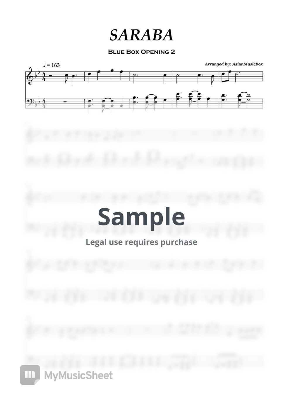 Macaroni Empitsu - Saraba (Blue Box Opening 2) Sheet Music by AsianMusicBox