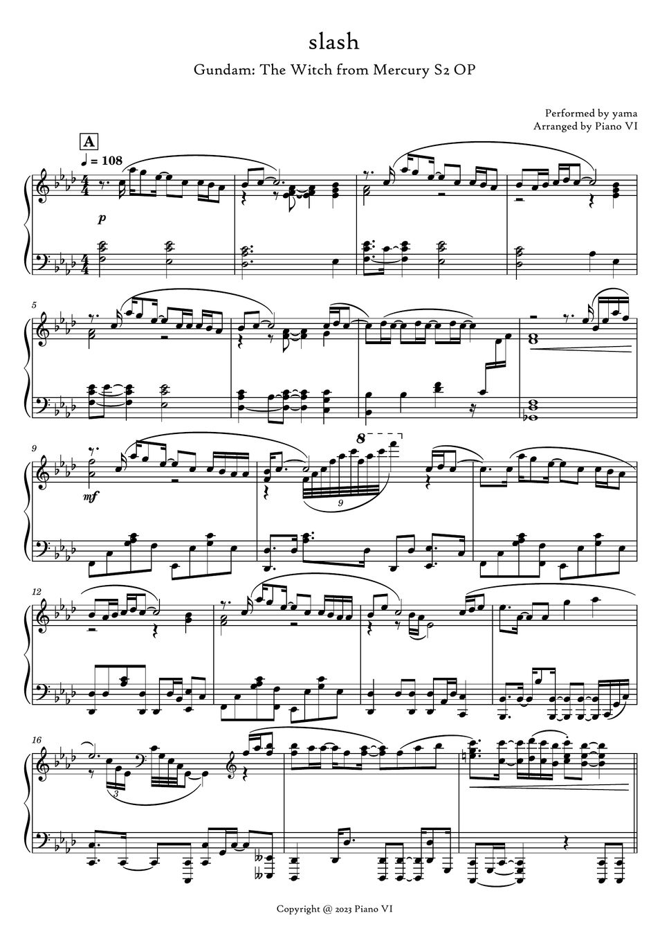 yama - slash Sheets by Piano VI