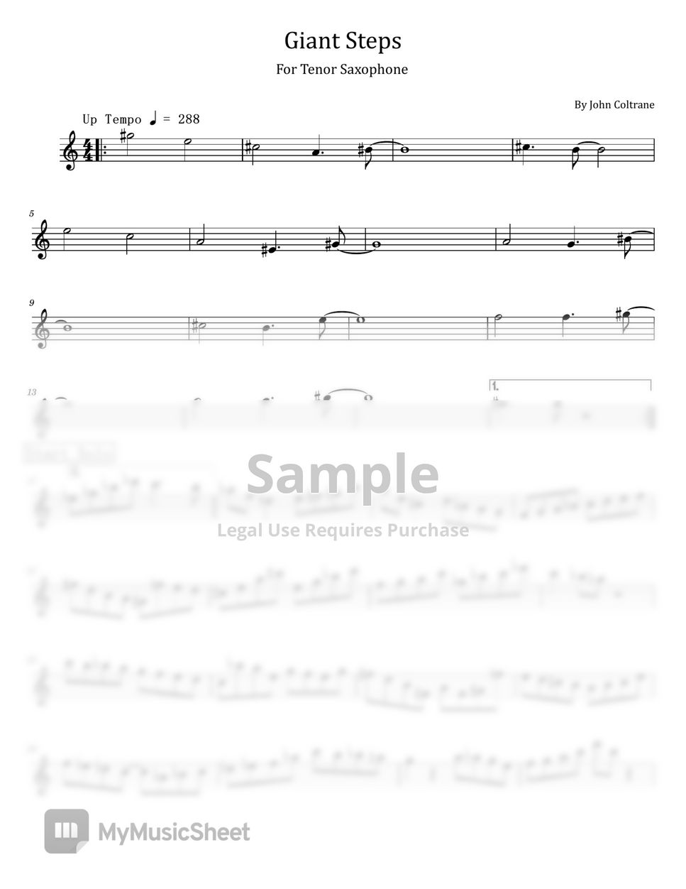 John Coltrane - Giant Steps (For Tenor Saxophone Solo) 악보 by poon