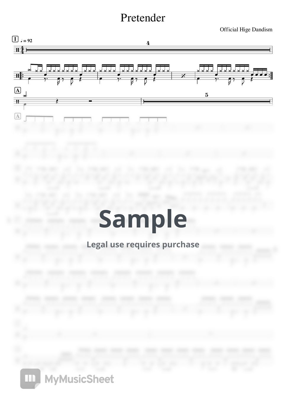 Official Hige Dandism - Pretender Sheets by YumD