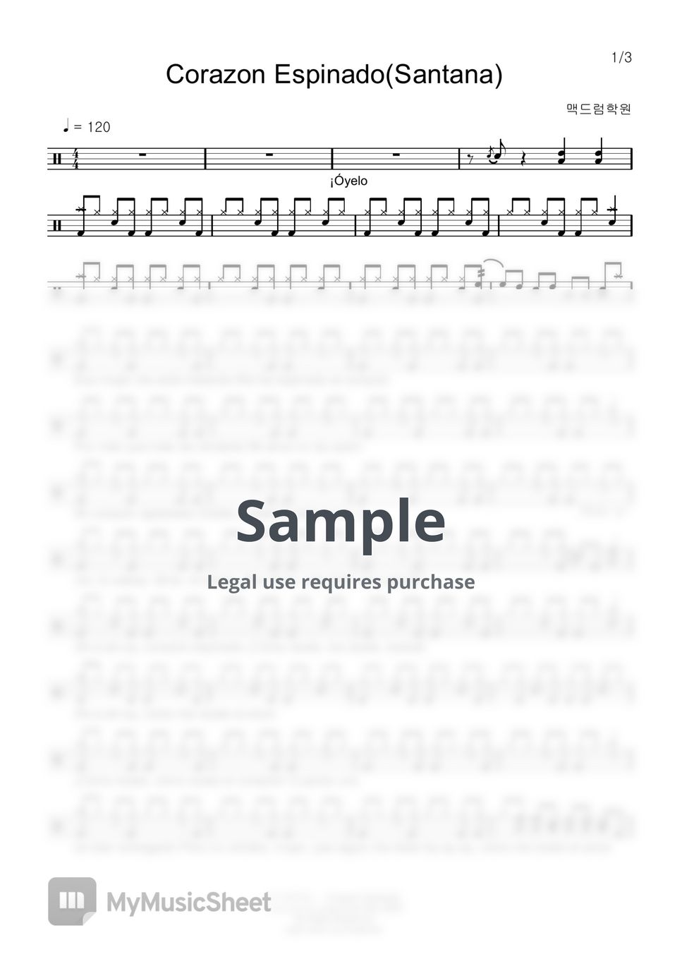 Santana - Corazon espinado Sheet Music by Mcdrum