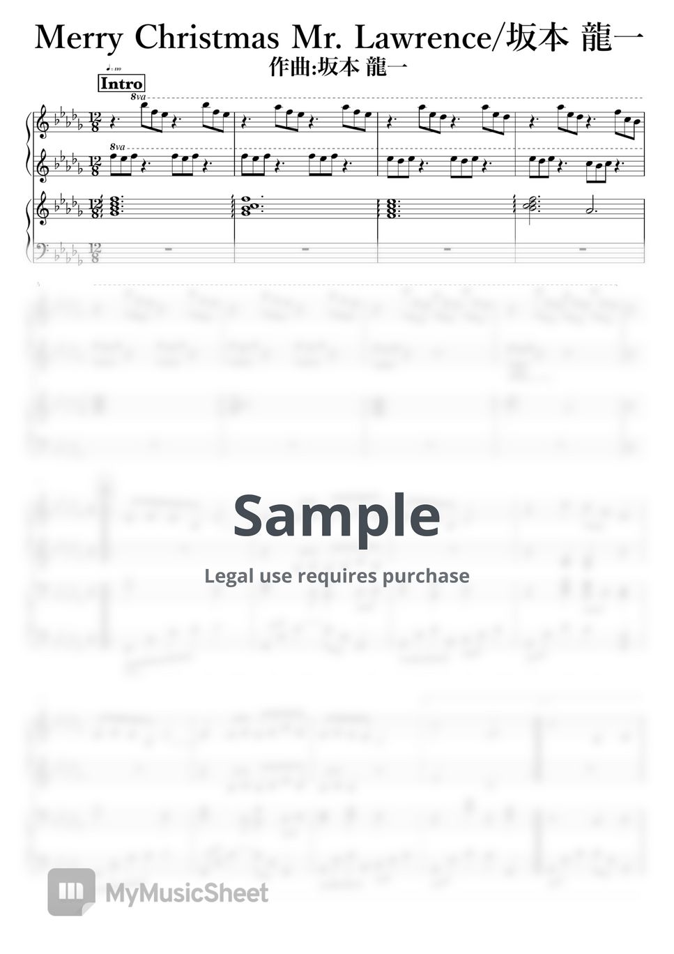 坂本龍一 - Merry Christmas Mr. Lawrence Sheets by Eri Nagayama